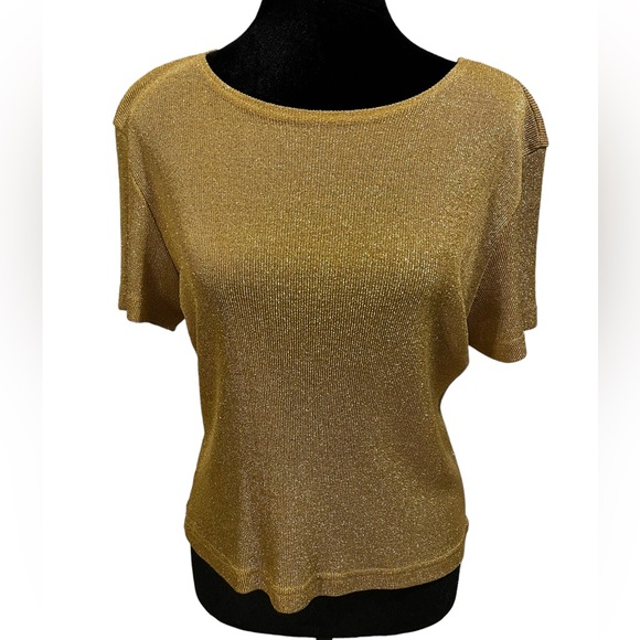 Gemilli | Tops | Gemilli Vintage 8s Metallic Glitter Gold Glam Glitz ...